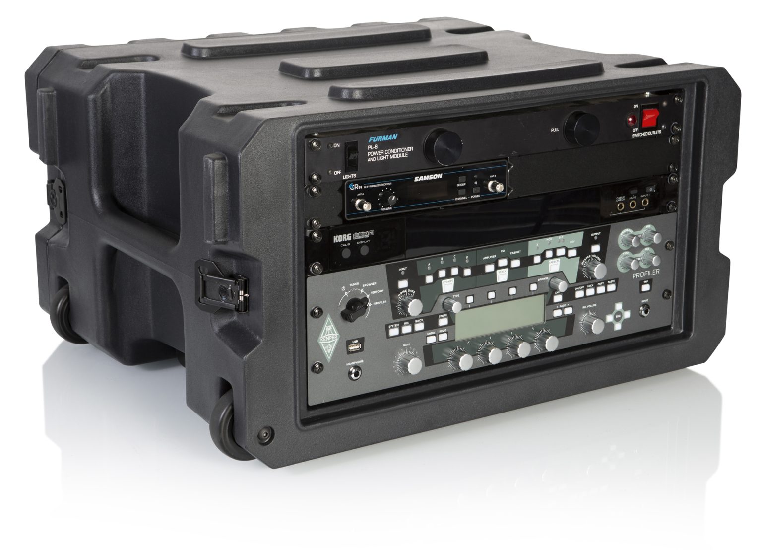 6U, 19" Deep Molded Audio Rack; w/ wheels - Gator Cases