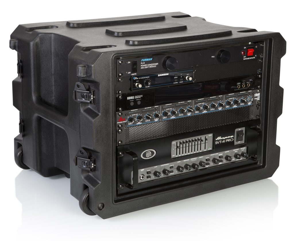 8U, 19" Deep Molded Audio Rack; w/ wheels - Gator Cases