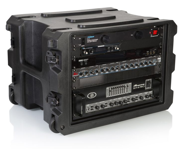 8U, 19" Deep Molded Audio Rack; w/ wheels - Gator Cases