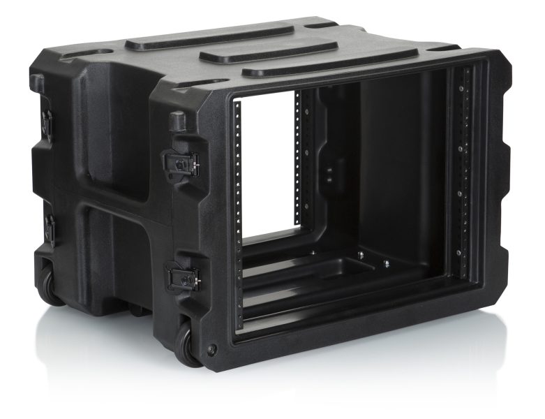 8U, 19" Deep Molded Audio Rack; w/ wheels - Gator Cases